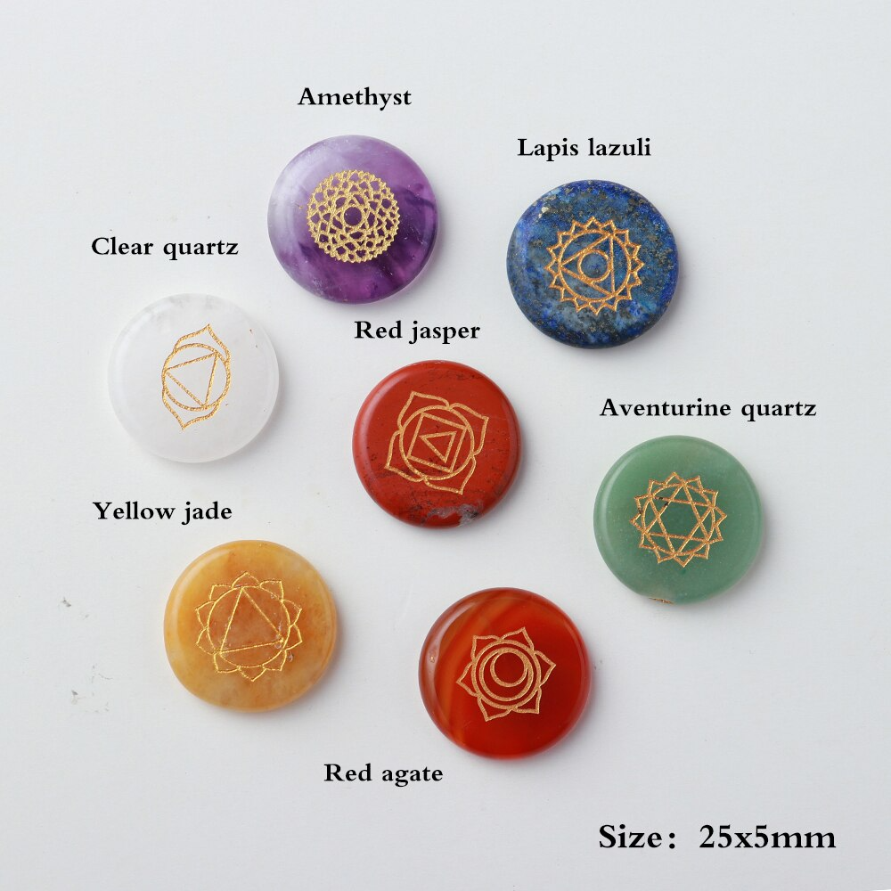 7 Chakra Crystal Set with Engraved Chakra Symbols - 7 pieces – Turix ...